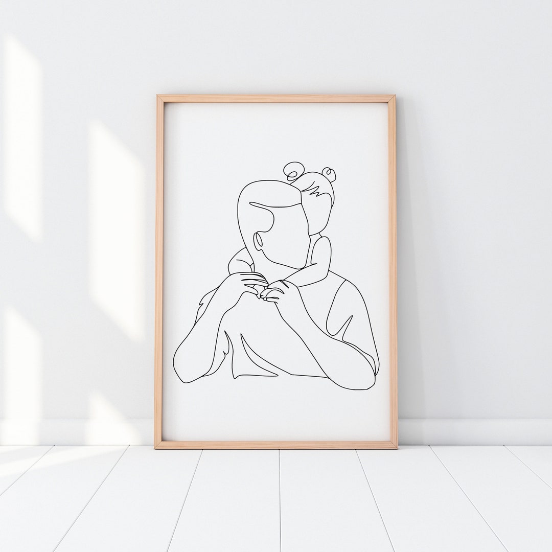 Father and Daughter Line Art, Dad and Daughter Line Drawing, Father ...
