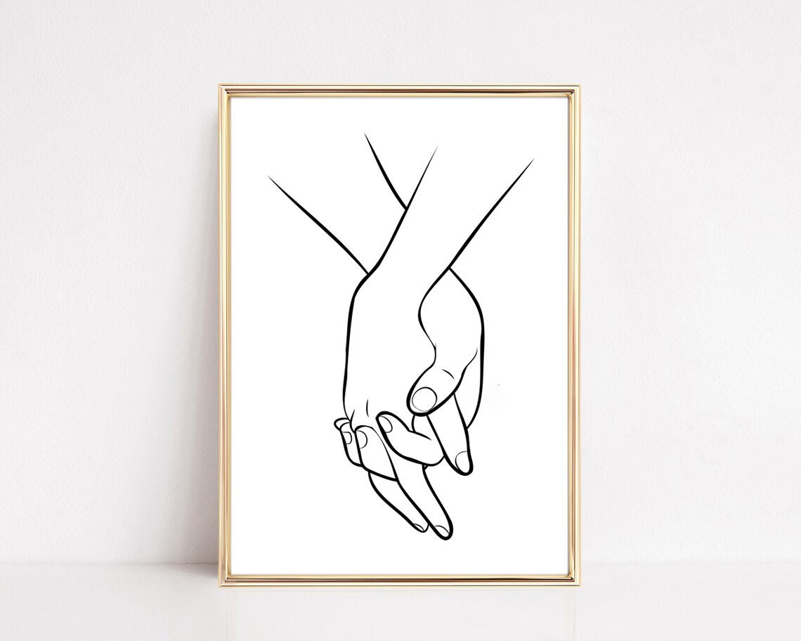 Holding Hands Line Drawing, Couple Line Art, Hands Line Art, One Line ...