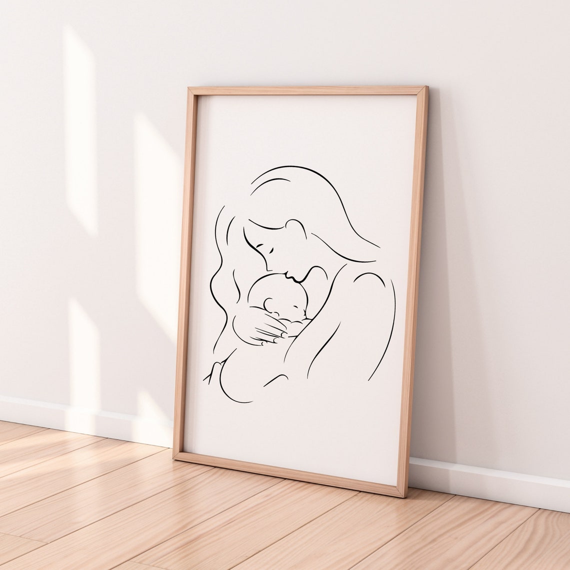 Mother Holding Baby Mother and Baby Line Art Mother's - Etsy