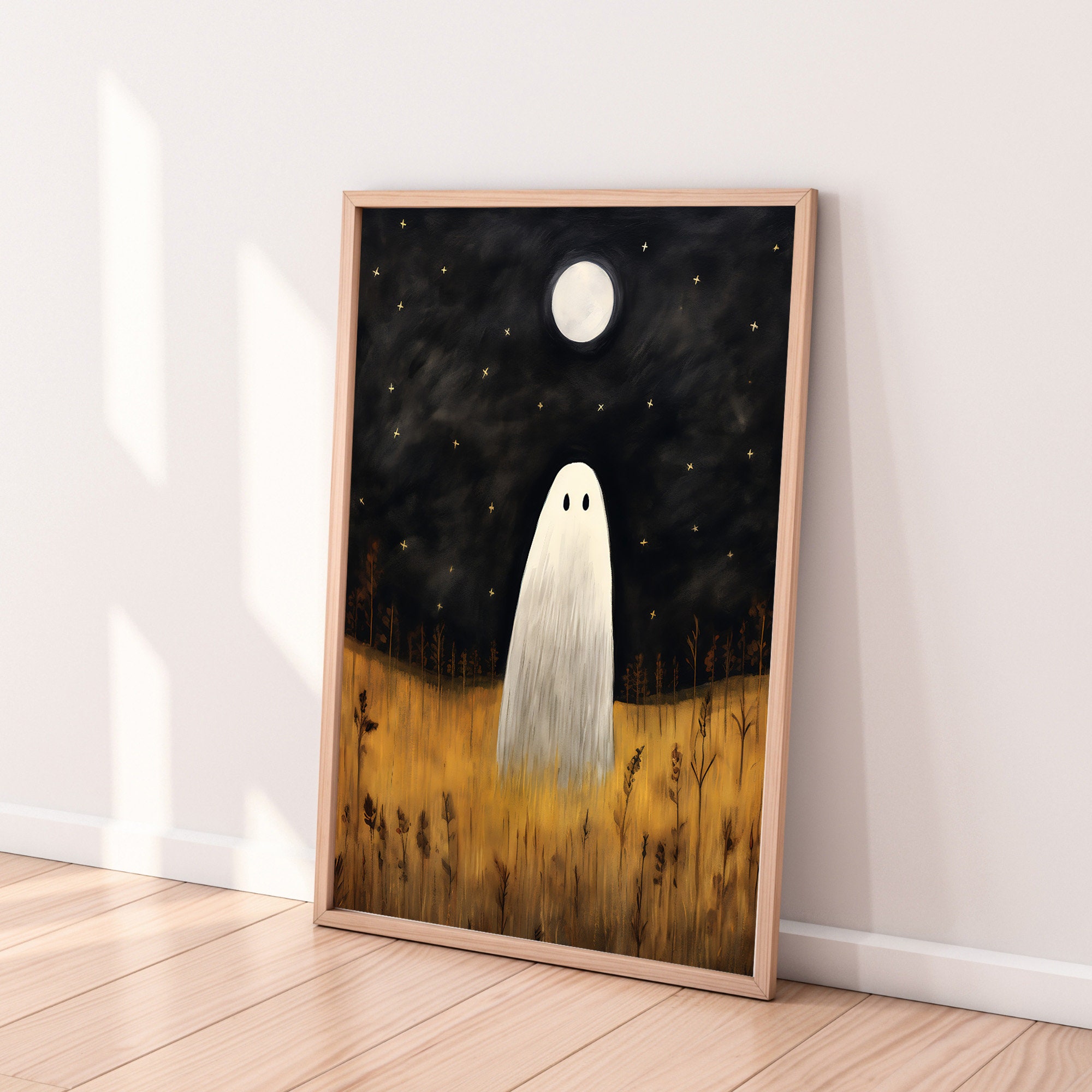Ghosts Art Print, Halloween Art Print, Halloween Decor, Cute Ghosts in ...