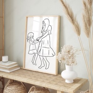 Buy Mother and Daughter Line Art Print Mom and Daughter Line Online in ...