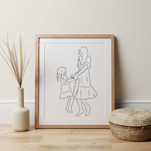 Buy Mother and Daughter Line Art Print Mom and Daughter Line Online in ...