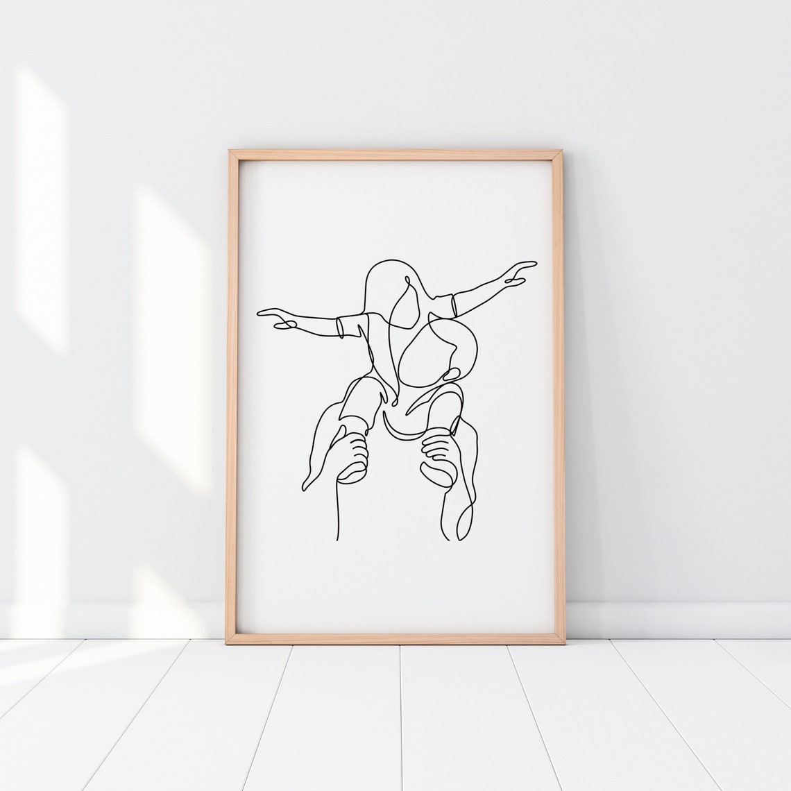 Father and Daughter Line Art, Father's Day Gifts, One Line Drawing ...