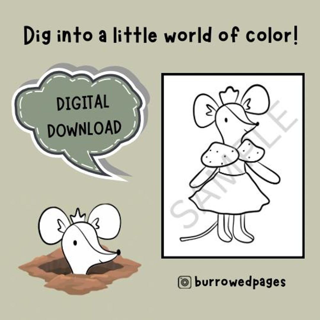 Royal Princess Little Mouse Coloring Page | Adult Coloring Pages | Kids ...