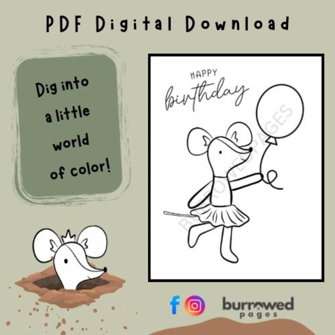 Happy Birthday Little Mouse Coloring Page | Coloring Pages for All Ages ...