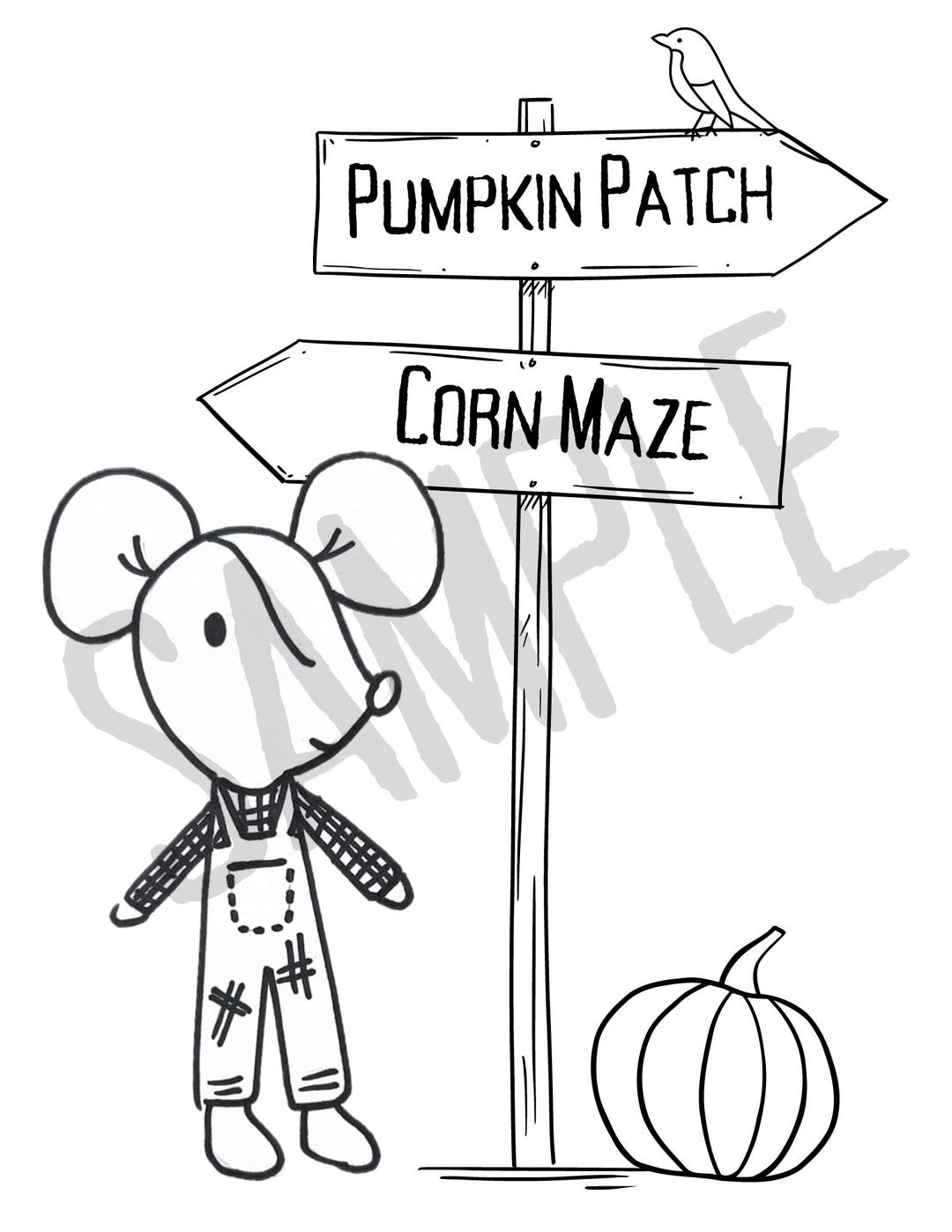 Maileg Mouse Pumpkin Patch Coloring Page - Etsy
