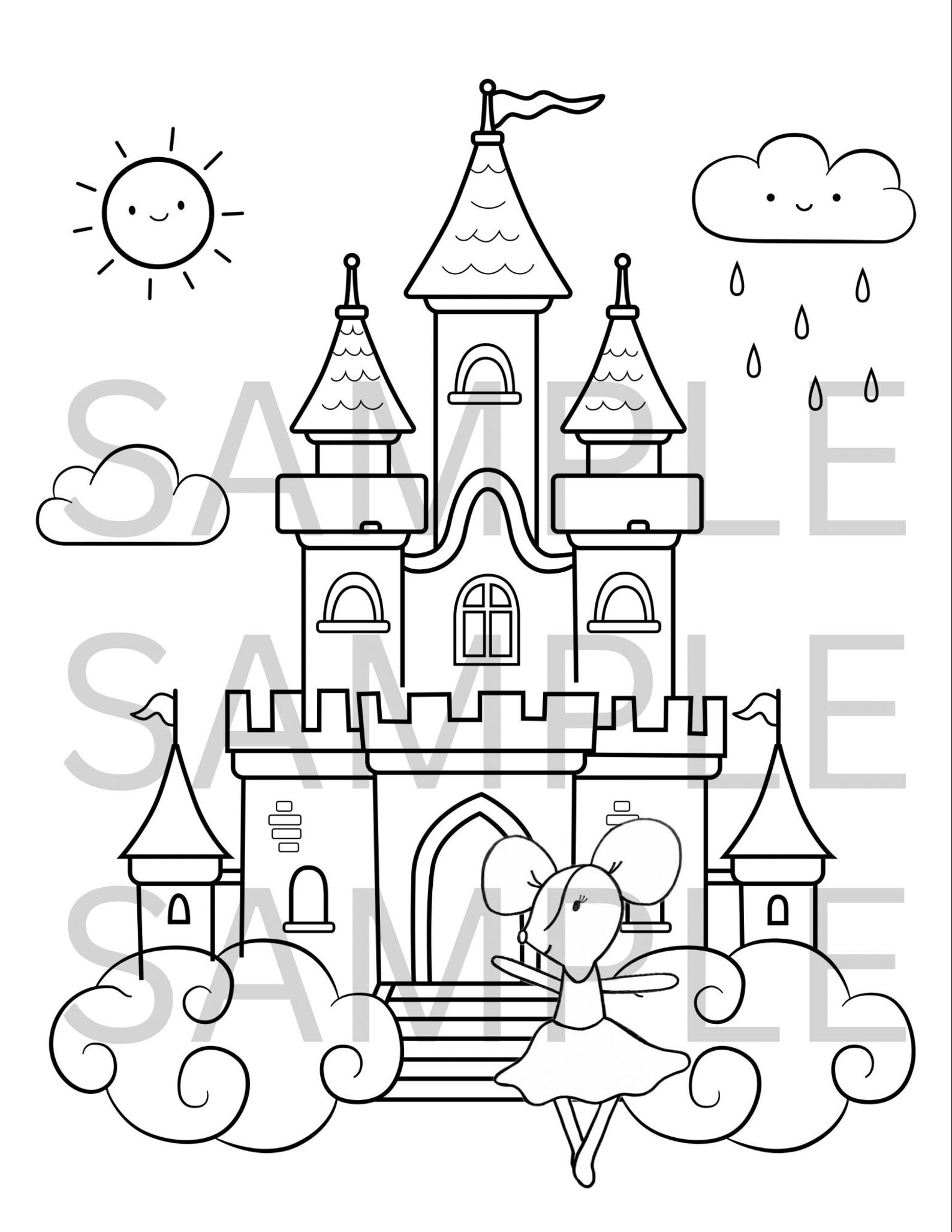 Castle Princess Tiny Mouse Coloring Page Adult Coloring Pages Kids Fun ...