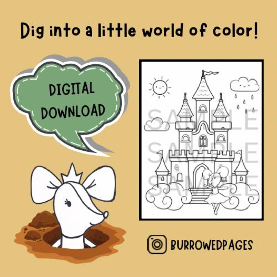 Castle Princess Tiny Mouse Coloring Page Adult Coloring Pages Kids Fun ...