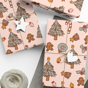 Pink Christmas Wrapping Paper, Girly Christmas Gift Wrap, Pink ...