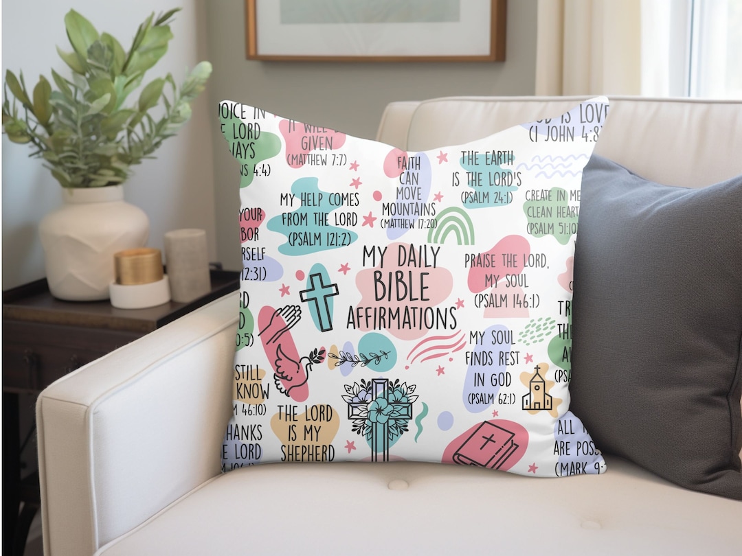 Bible Affirmation Pillow, Religious Christian Throw Pillow, Bible Verse ...