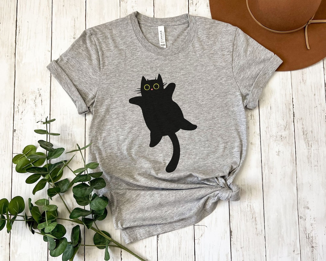 Funny Fat Black Cat Shirt, Cat Mom T Shirt, Gift for Cat Dad, Black Cat ...