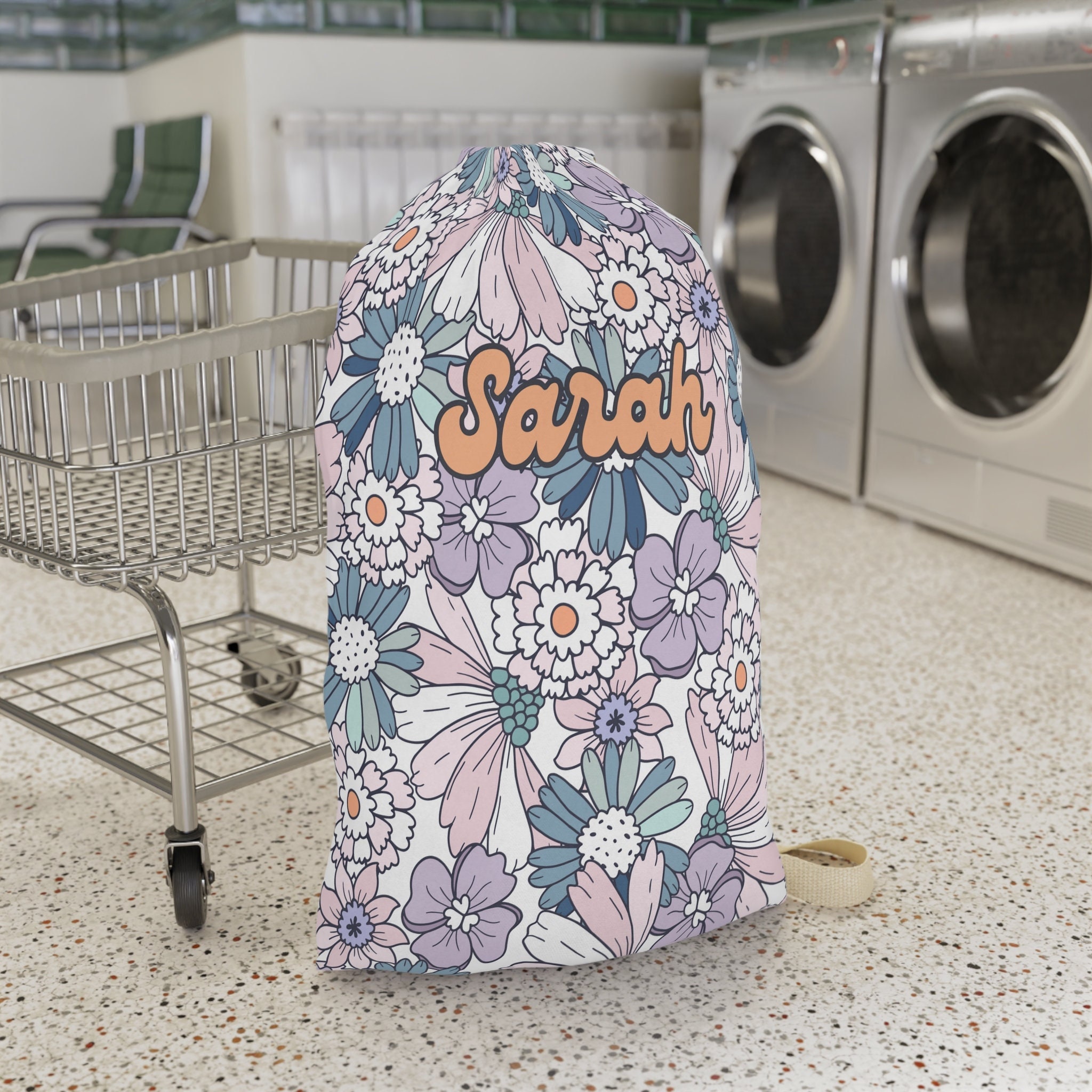 Monogrammed Floral Laundry Bag, Custom Graduation Gift, Personalized ...