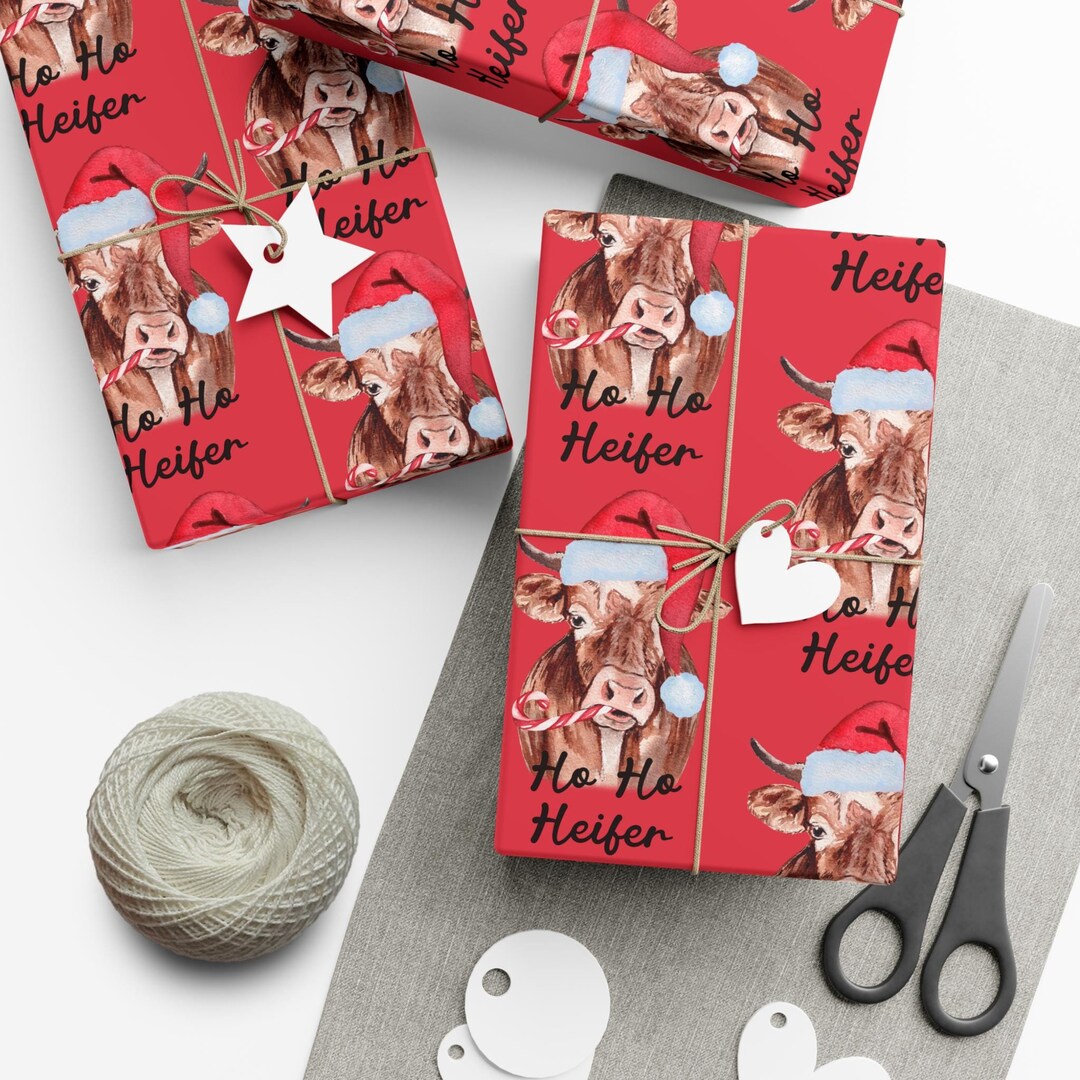Funny Cow Wrapping Paper, Highland Cow Christmas Gift Wrap, Funny Cow ...
