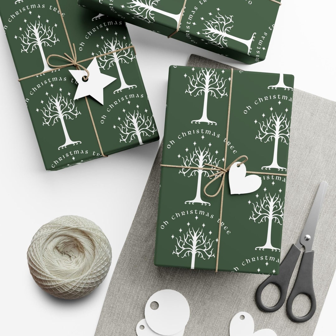 LOTR Wrapping Paper, LOTR Gift Wrap, LOTR Christmas Tree Gift Wrapping ...