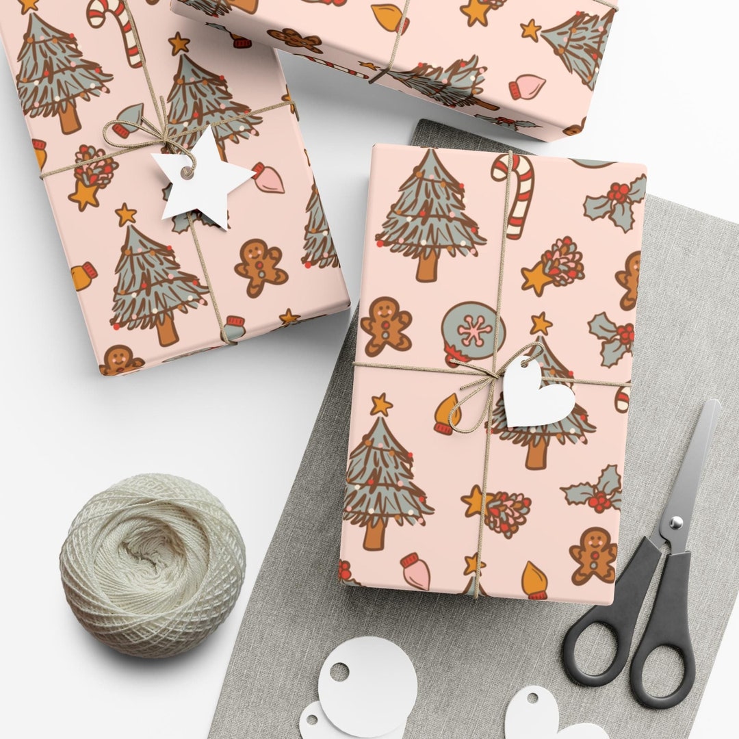 Pink Christmas Wrapping Paper, Girly Christmas Gift Wrap, Pink ...