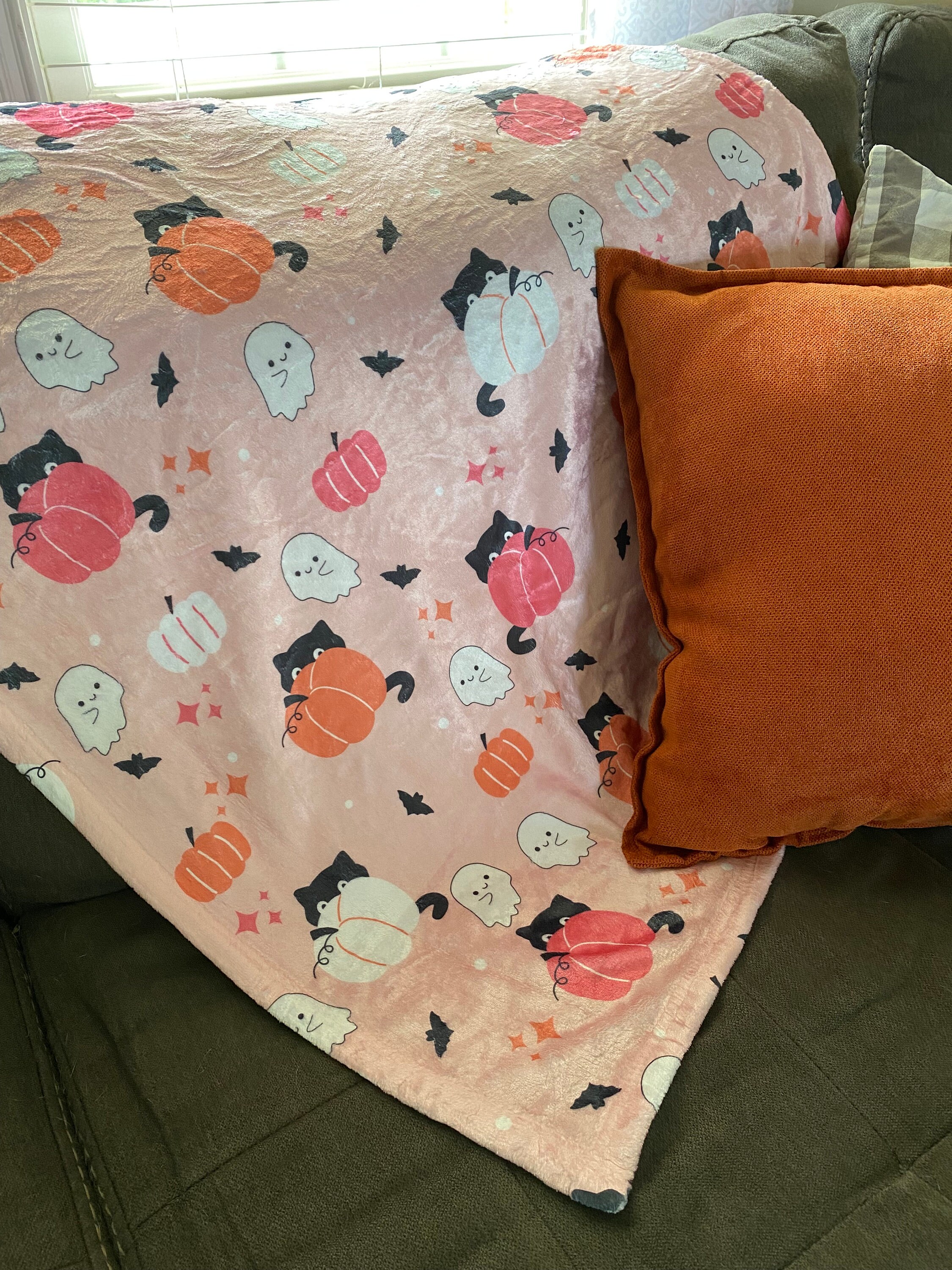 Halloween Black Cat Blanket, Cozy Pumpkin Throw Blanket, Cute Ghost ...
