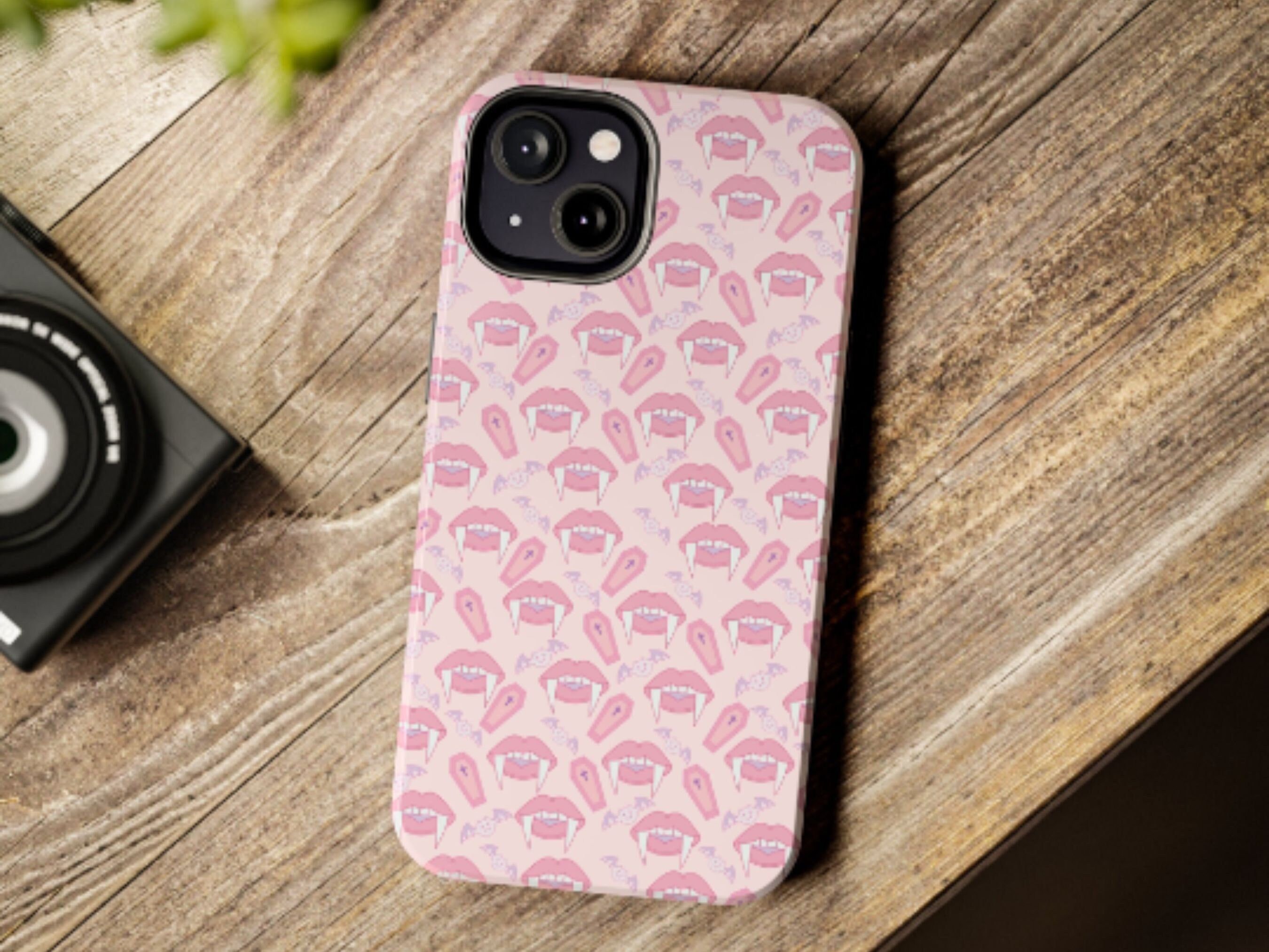 Retro Halloween Vampire Phone Case Pink Spooky Phone Case - Etsy