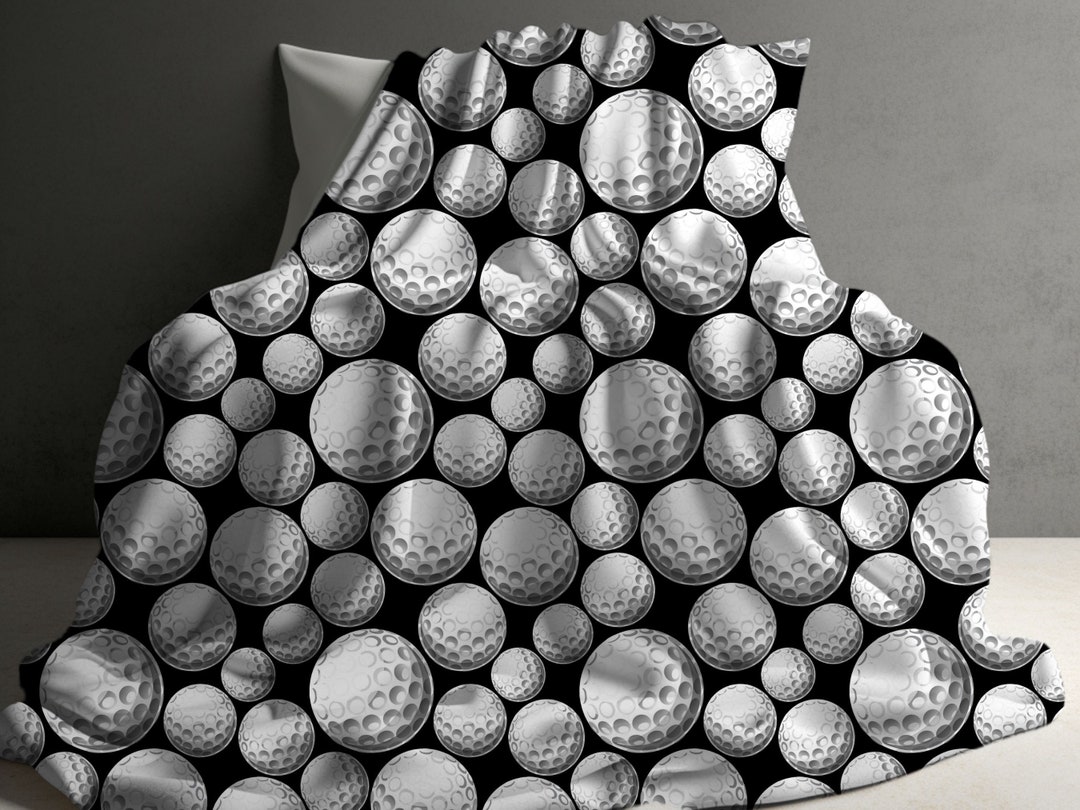 Golf Ball Throw Blanket, Cozy Retro Throw Blanket Cover, Golf Cart ...