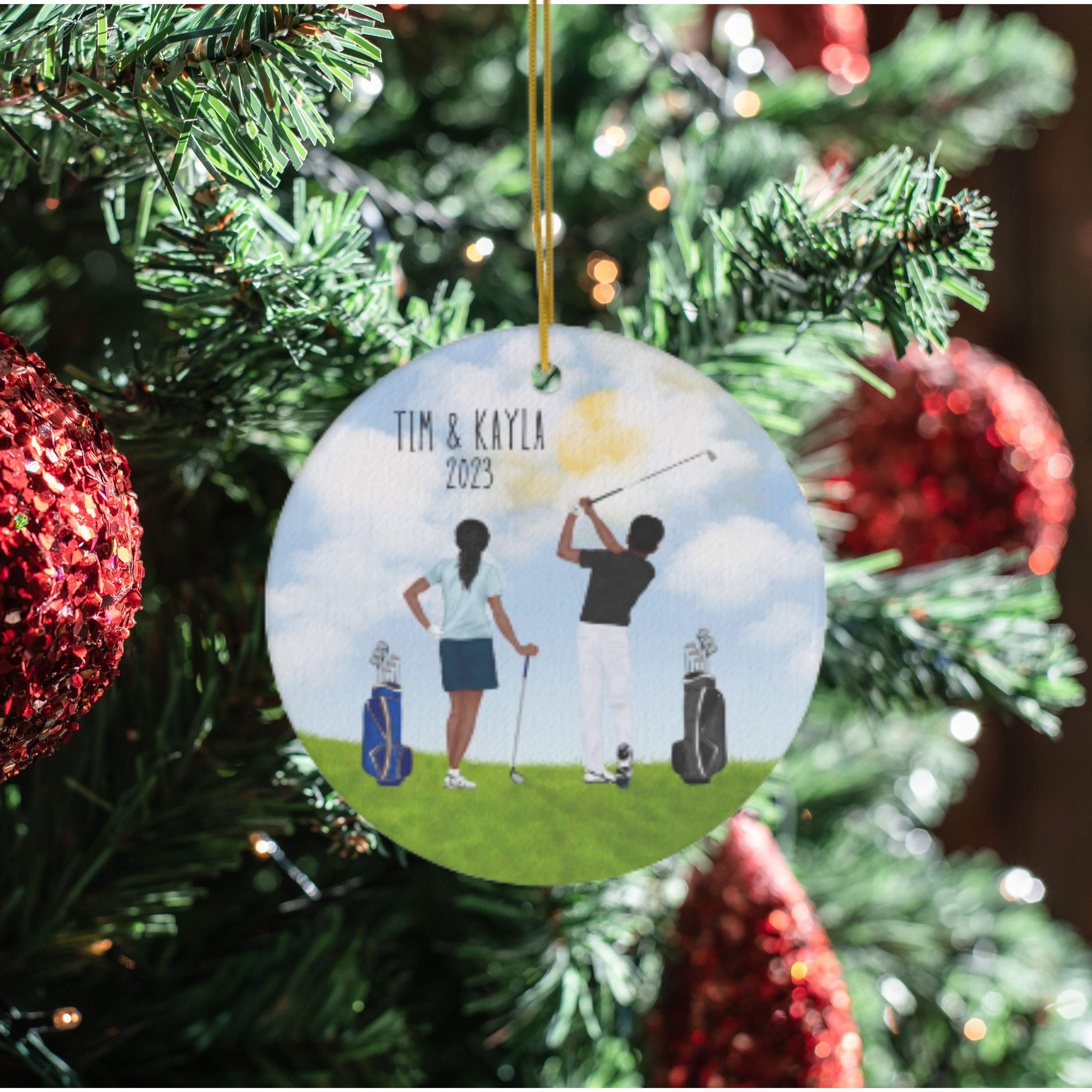 Custom Couple Golf Ornament, Personalized Golf Lover Gift, Custom Golf ...