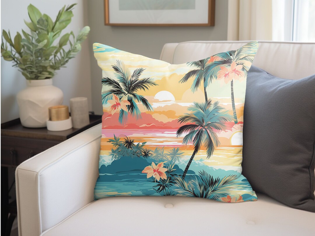 Tropical Hawaiian Pillow Cover, Hawaii Flower Pillowcase, Hawaiian ...