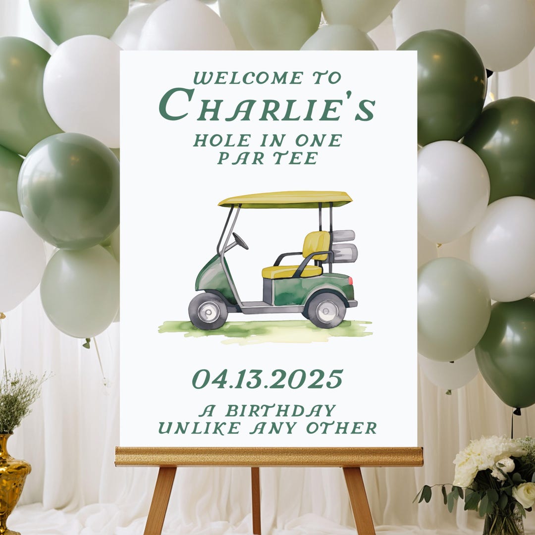 Golf Party Sign Custom Golf Birthday Welcome Sign Golf First Birthday ...