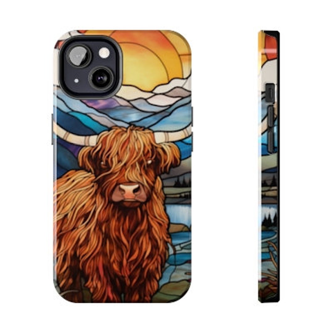 Highland Cow Phone Case, Highland Cow Gift for Her, Stained Glass Cell ...