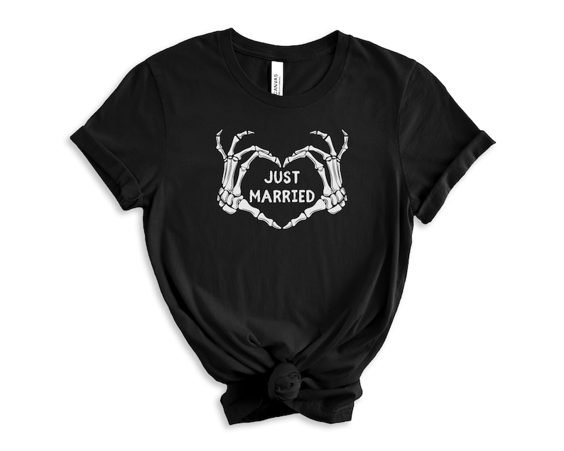 Just Married Goth Wedding Shirt, Skeleton Heart Bride Groom, Skeleton ...