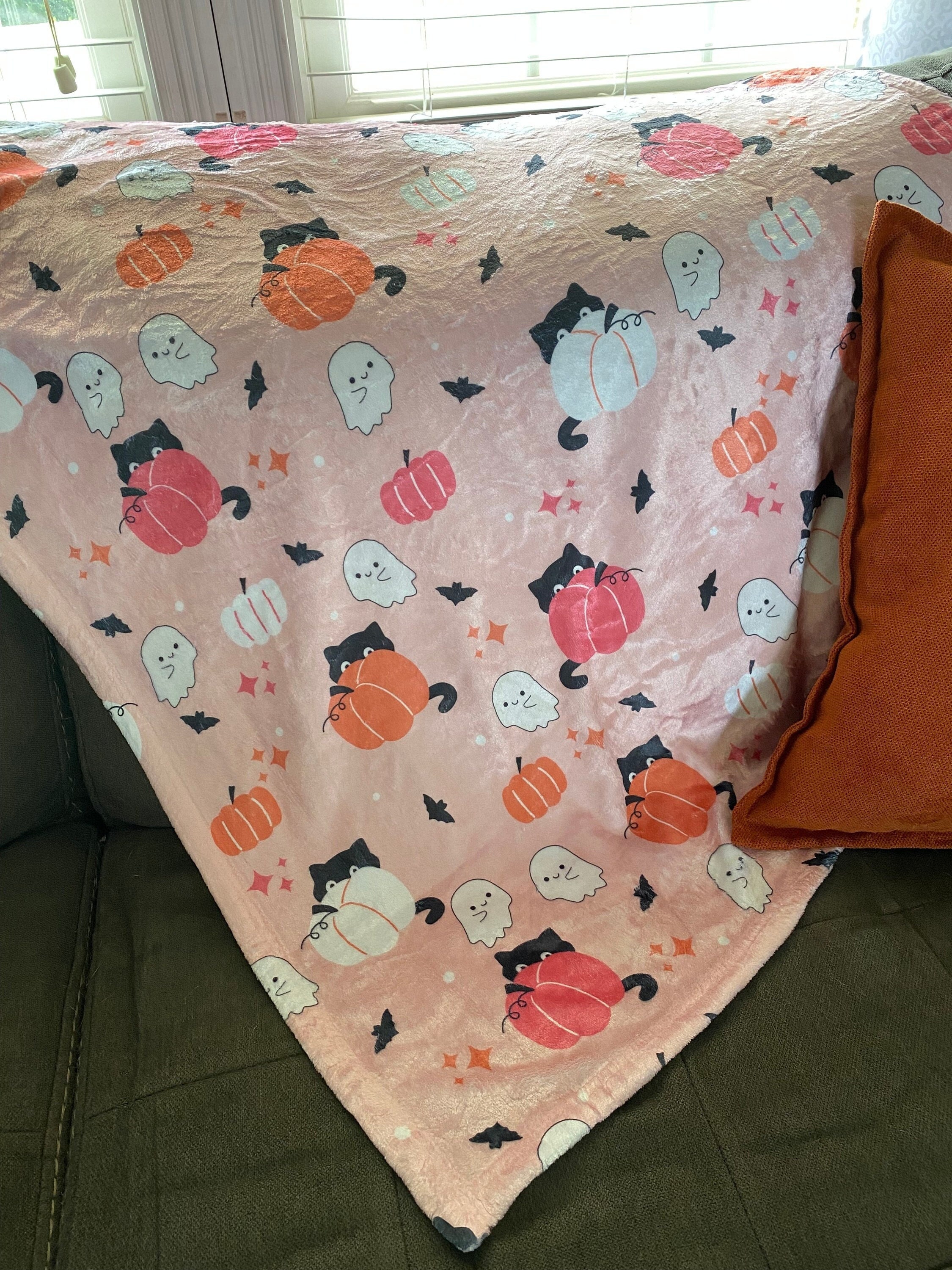 Halloween Black Cat Blanket, Cozy Pumpkin Throw Blanket, Cute Ghost ...