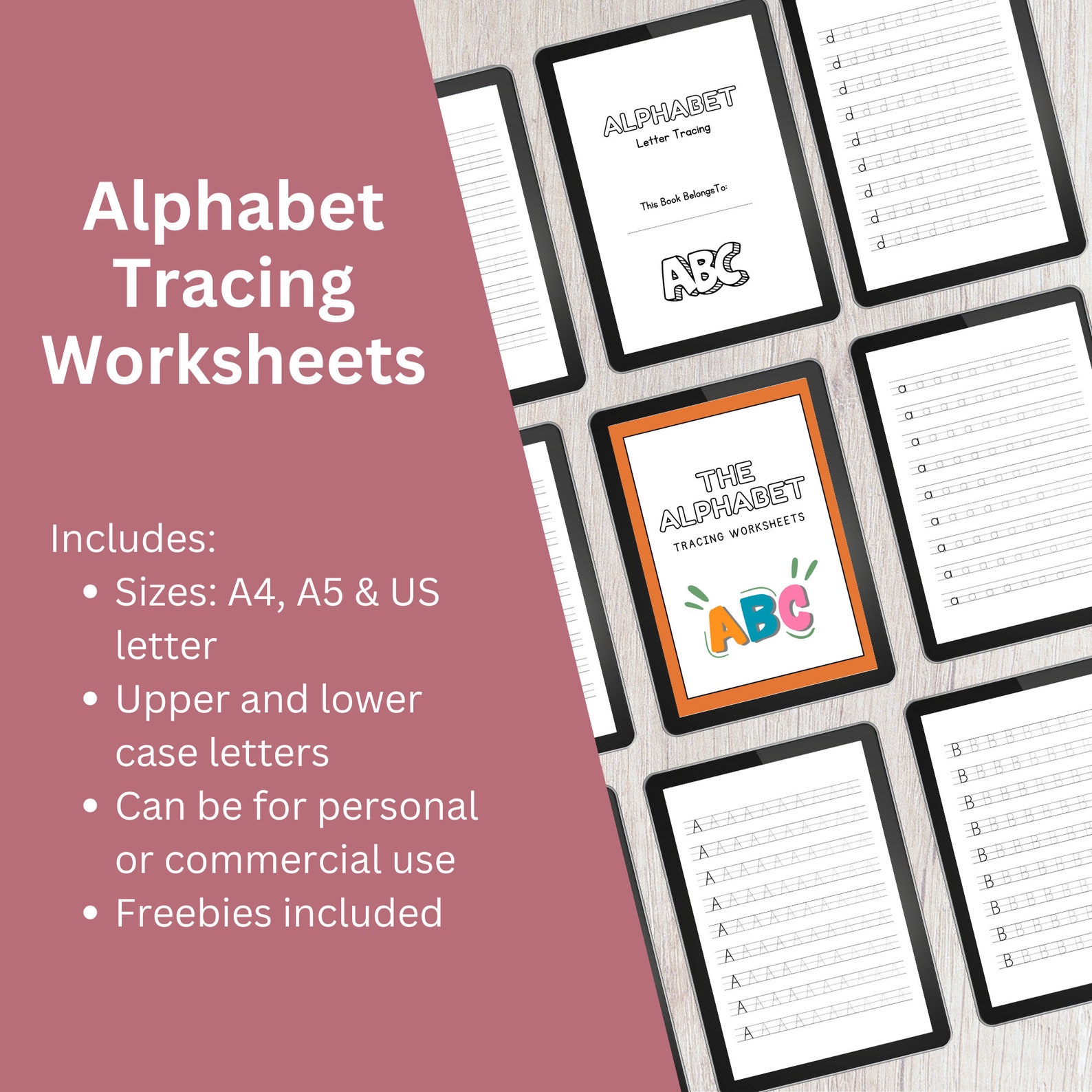 Alphabet Tracing Worksheets: ABC Handwriting Practice (PDF), Preschool ...
