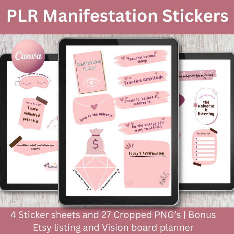 Manifestation Stickers: Vision Board, Affirmations, Digital Journal ...