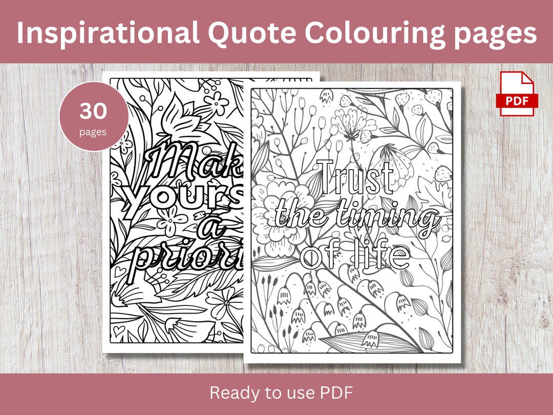 Inspirational Quote Coloring Pages: Adult Coloring Book (PDF ...