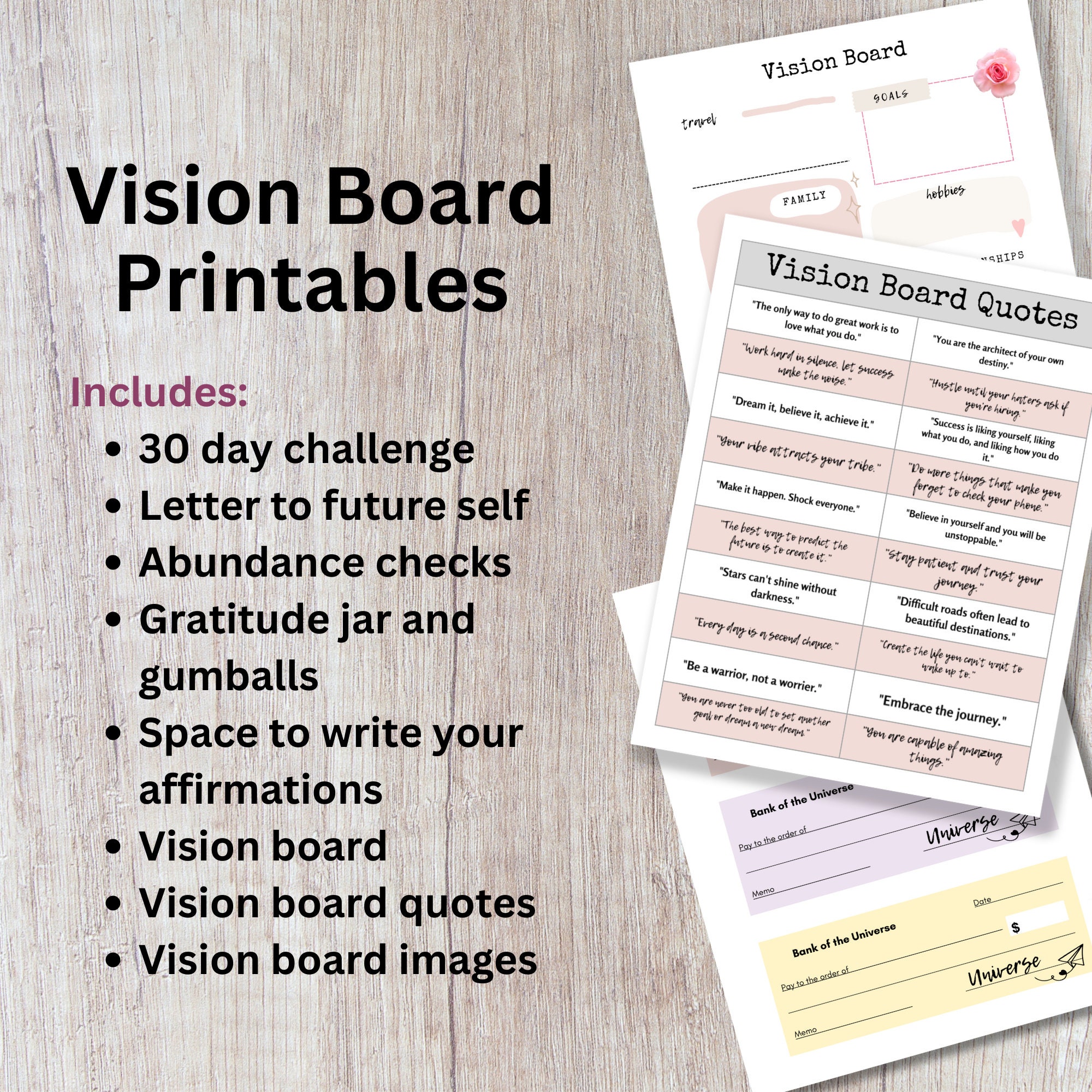 2026 Printable Vision Board Starter Kit: Inspirational Quotes & Images ...