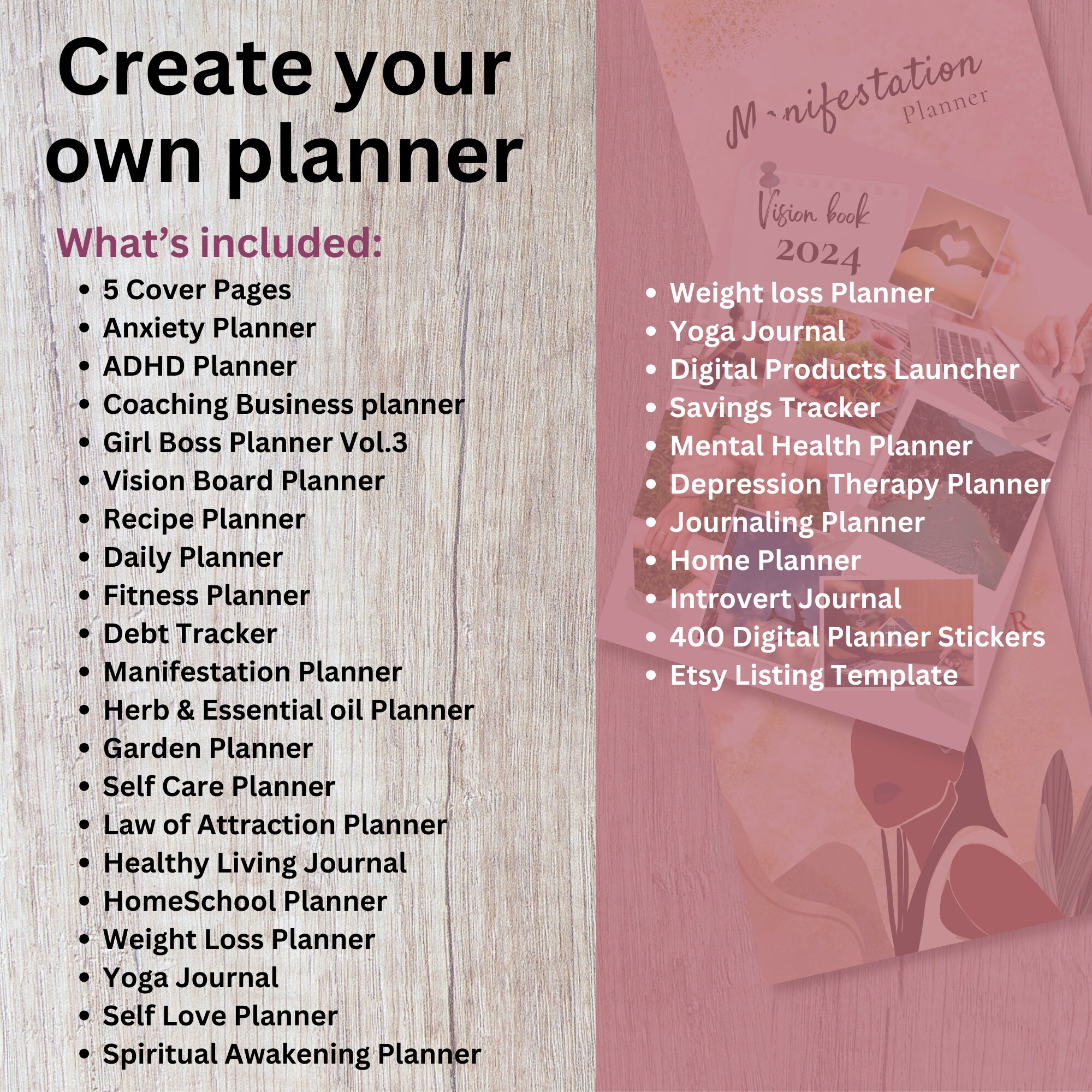 PLR Planner Kit Create Your Own Planner, Resell Bundle, Undated Planner ...