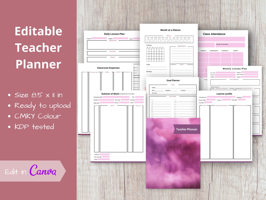 Teacher Lesson Planner Template - Etsy