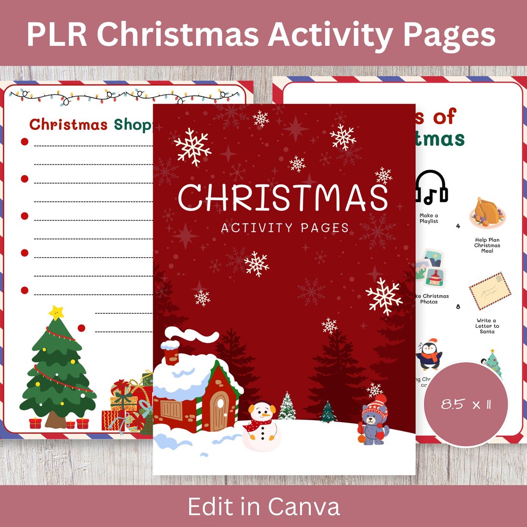 Christmas Activity Pages: Kids Colouring, Canva Template, Easy to Edit ...
