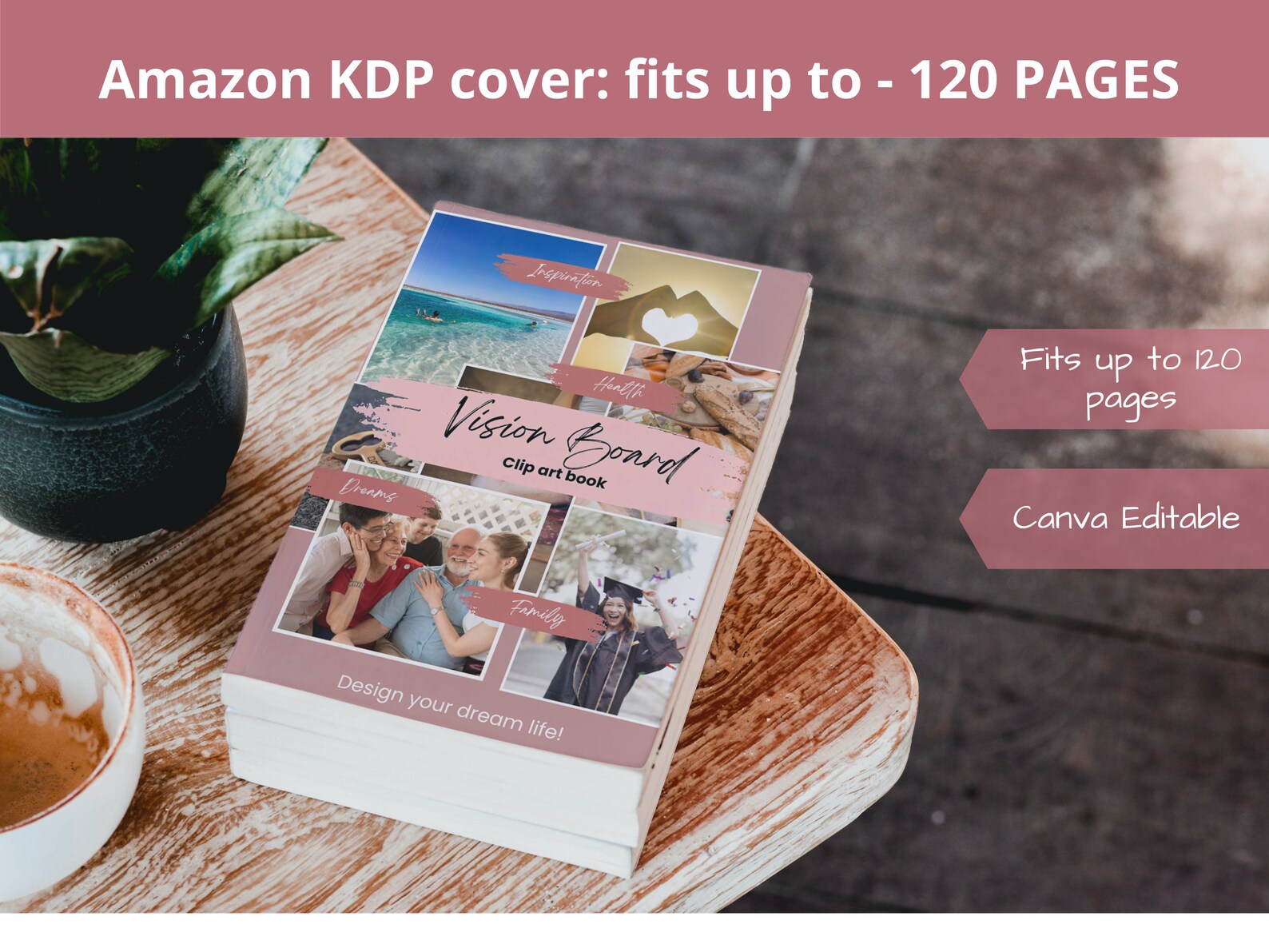 Vision Board Clipart Book Template - Canva Template, Amazon KPD - Etsy ...