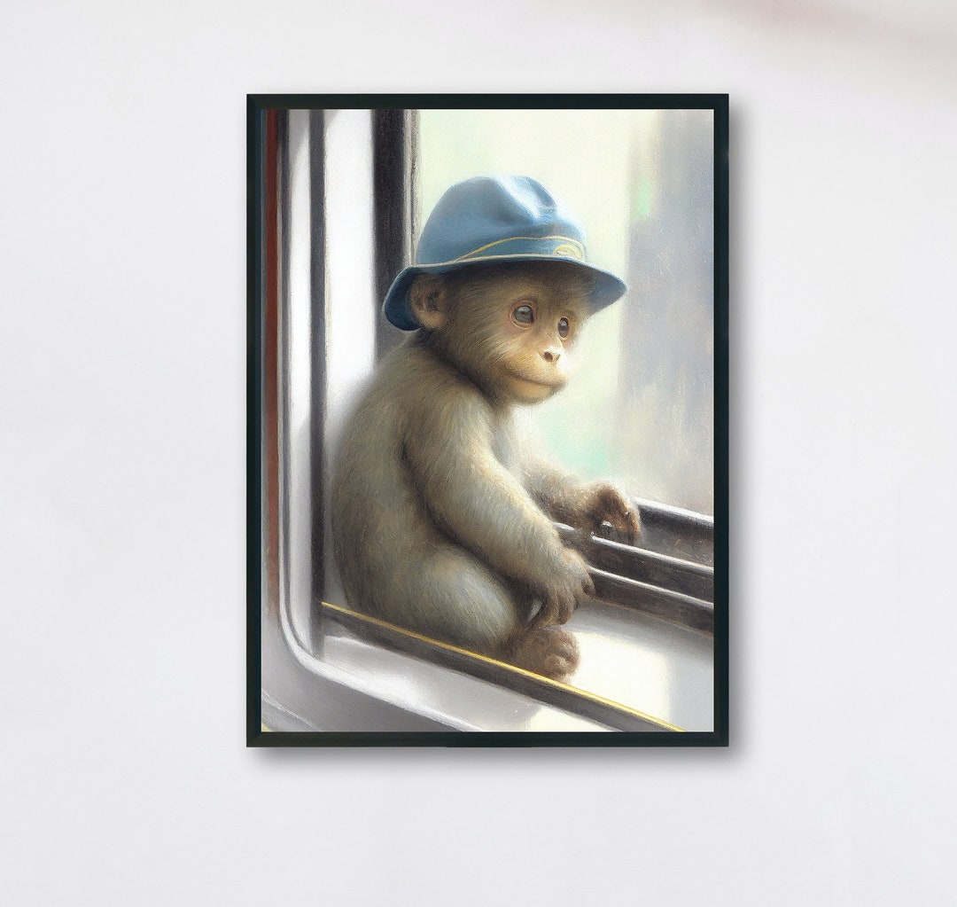 Sweet Baby Monkey Art: Pastel Nursery Animal Print for Cute Wall Decor ...