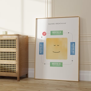 Square Breathing Poster, Cute Calming Corner Print, Kids Breathing ...