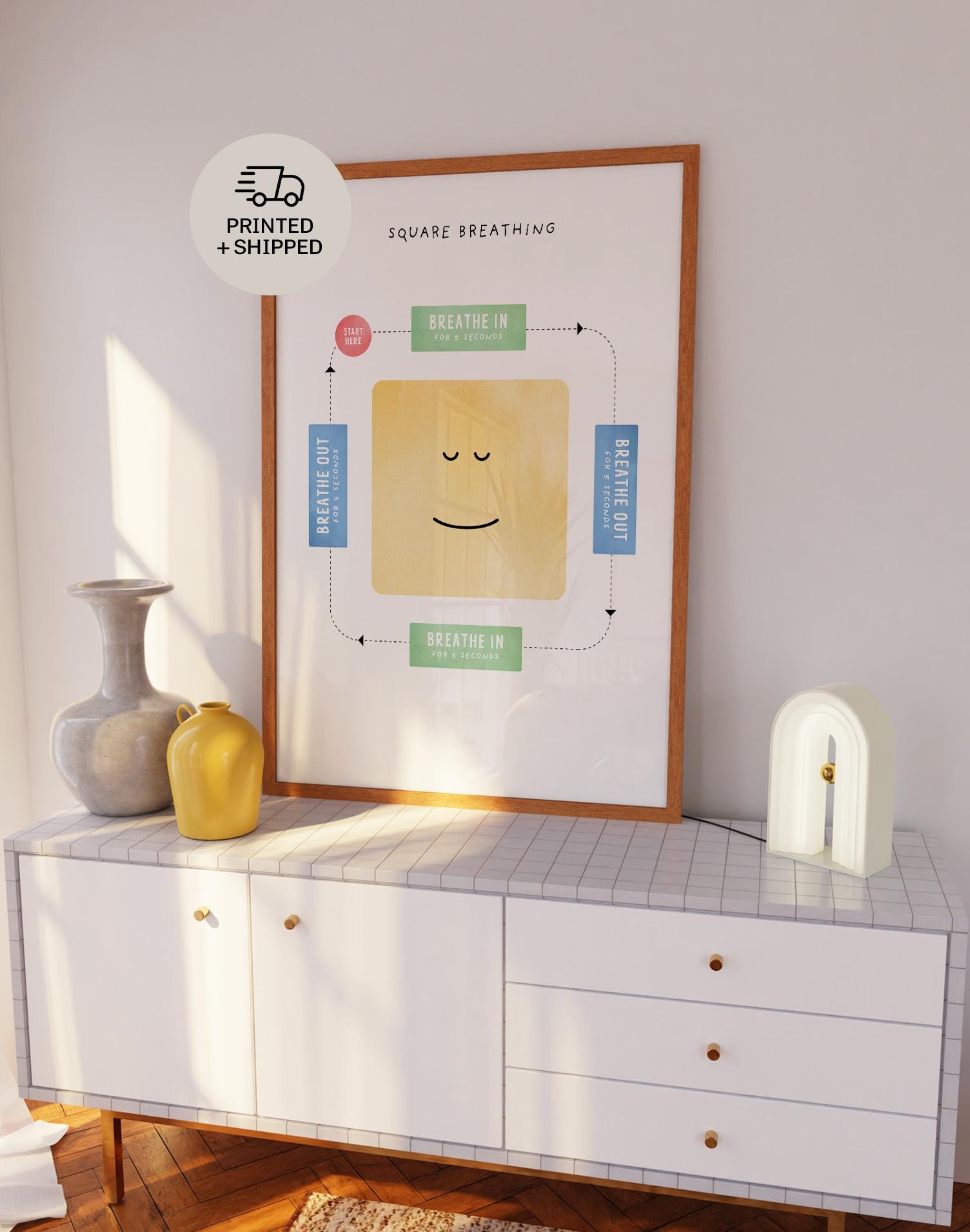 Square Breathing Poster, Cute Calming Corner Print, Kids Breathing ...
