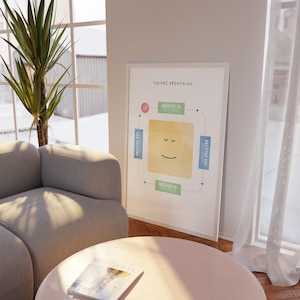 Square Breathing Poster, Cute Calming Corner Print, Kids Breathing ...