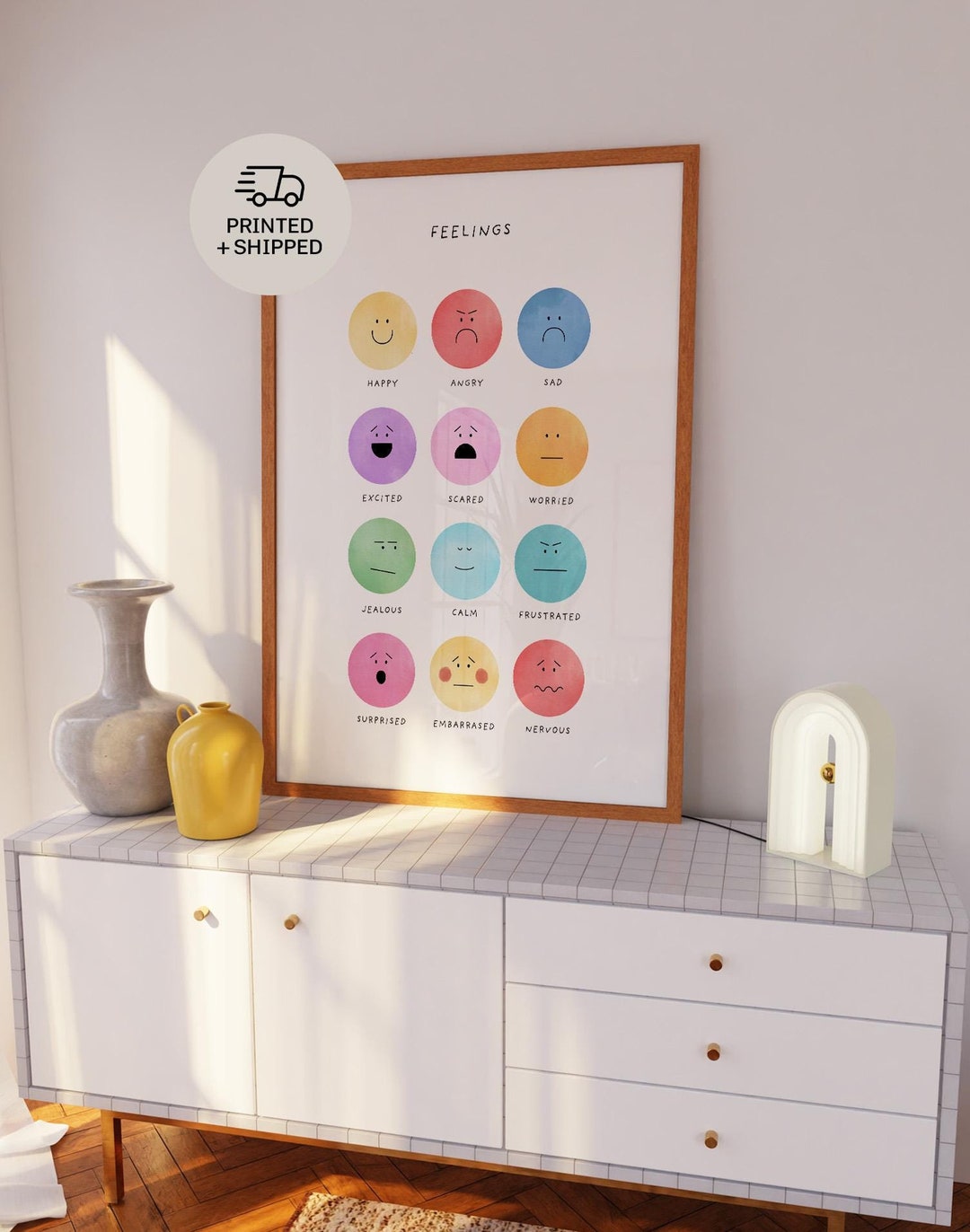 Cute Feelings Chart Poster, Colorful Emotions Wall Art, Educational ...