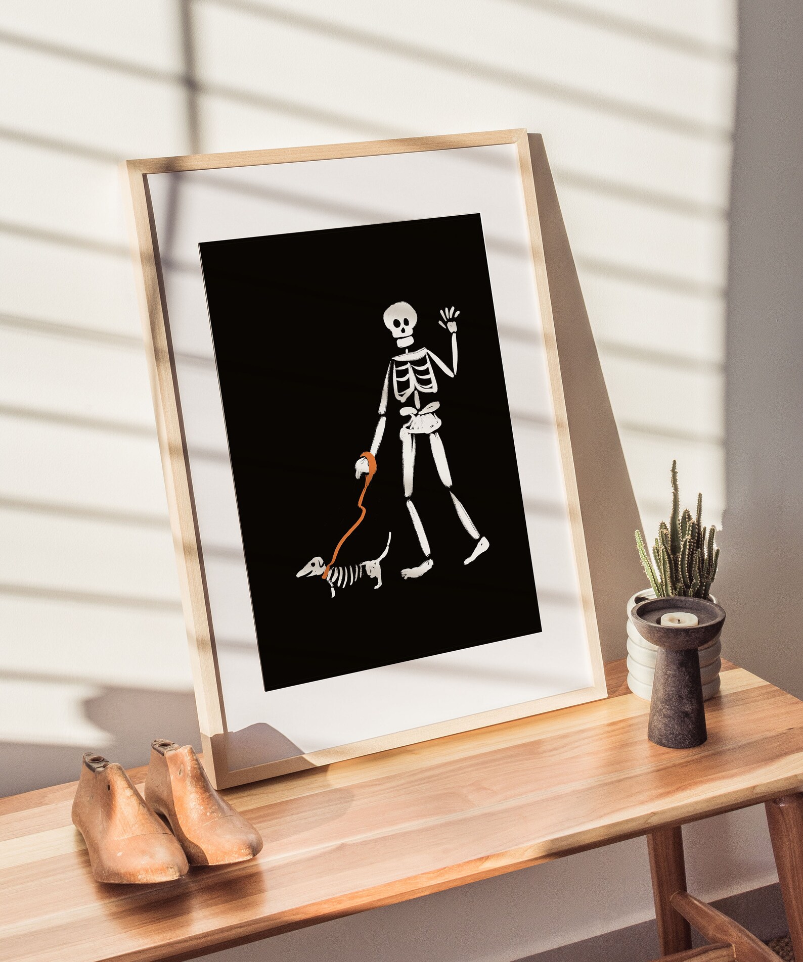 Skeleton Walking Dog, Halloween, Boo, Spooky, Poster, Dachshund, Doxie ...