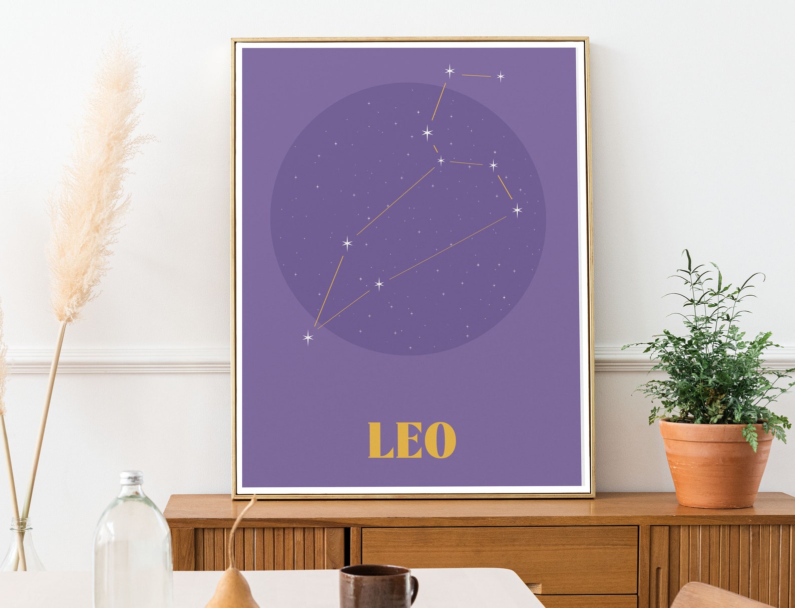 Leo, Zodiac Print Poster, Gold & Purple, Zodiac Colors, Zodiac Sign ...