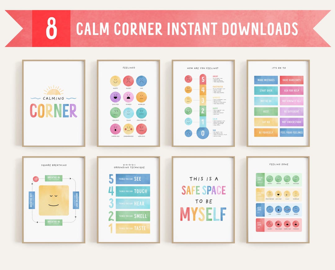 8 Calming Corner Posters, Classroom Decor, Classroom Posters, Feelings ...