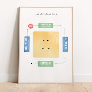 Square Breathing Poster, Cute Calming Corner Print, Kids Breathing ...
