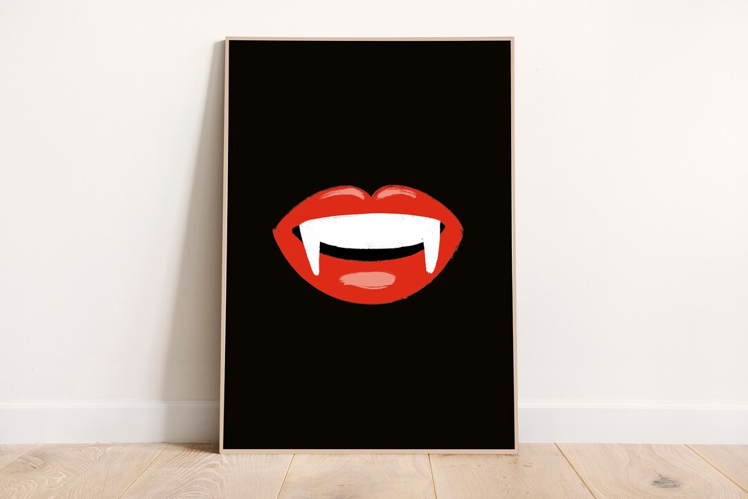 Fun Vampire Teeth Printable, Eclectic Halloween Decor Poster, Dracula ...