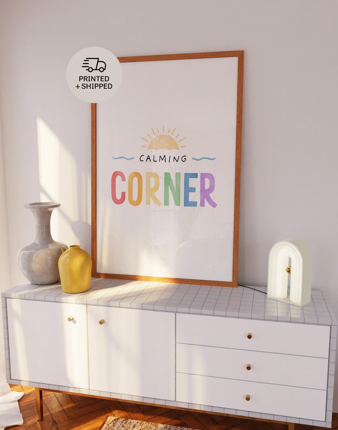 Rainbow Calming Corner Wall Art, Relaxing Kids Sunset Print, Coping ...