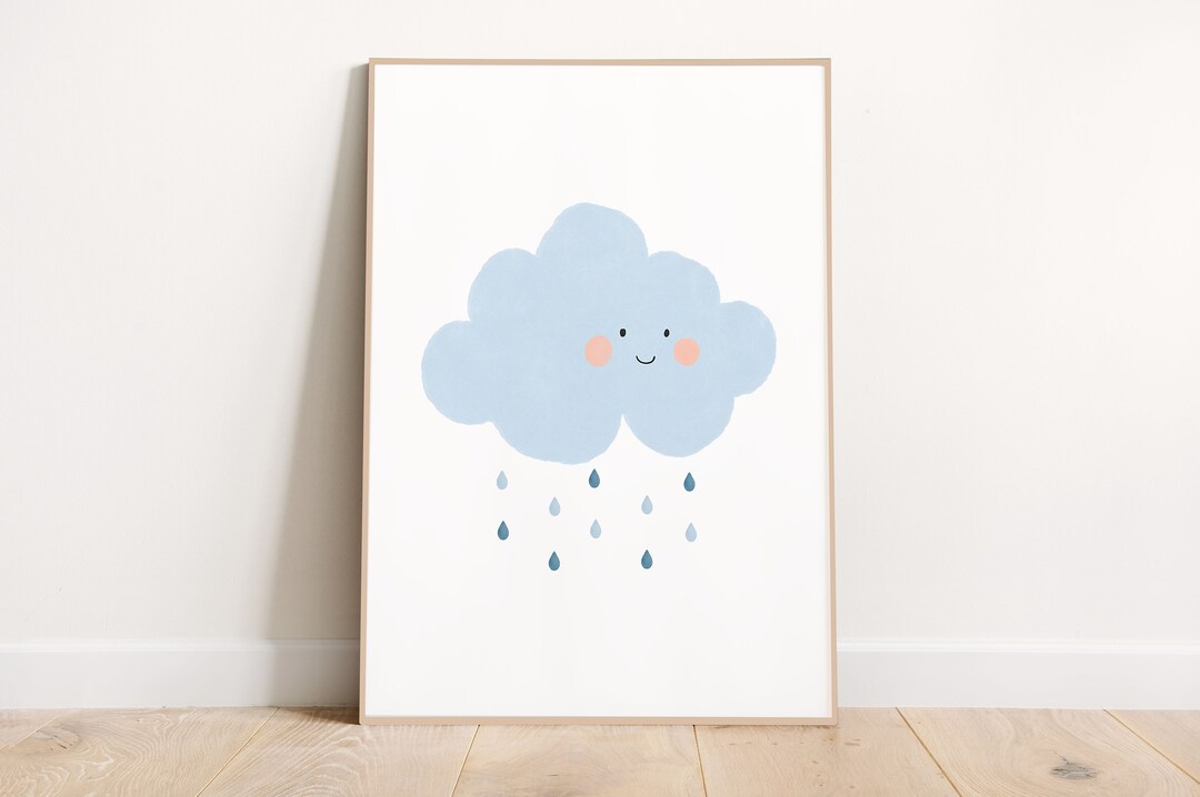 Cute Raincloud, Nursery Art Print, Neutral Nursery Printable, Baby Wall ...