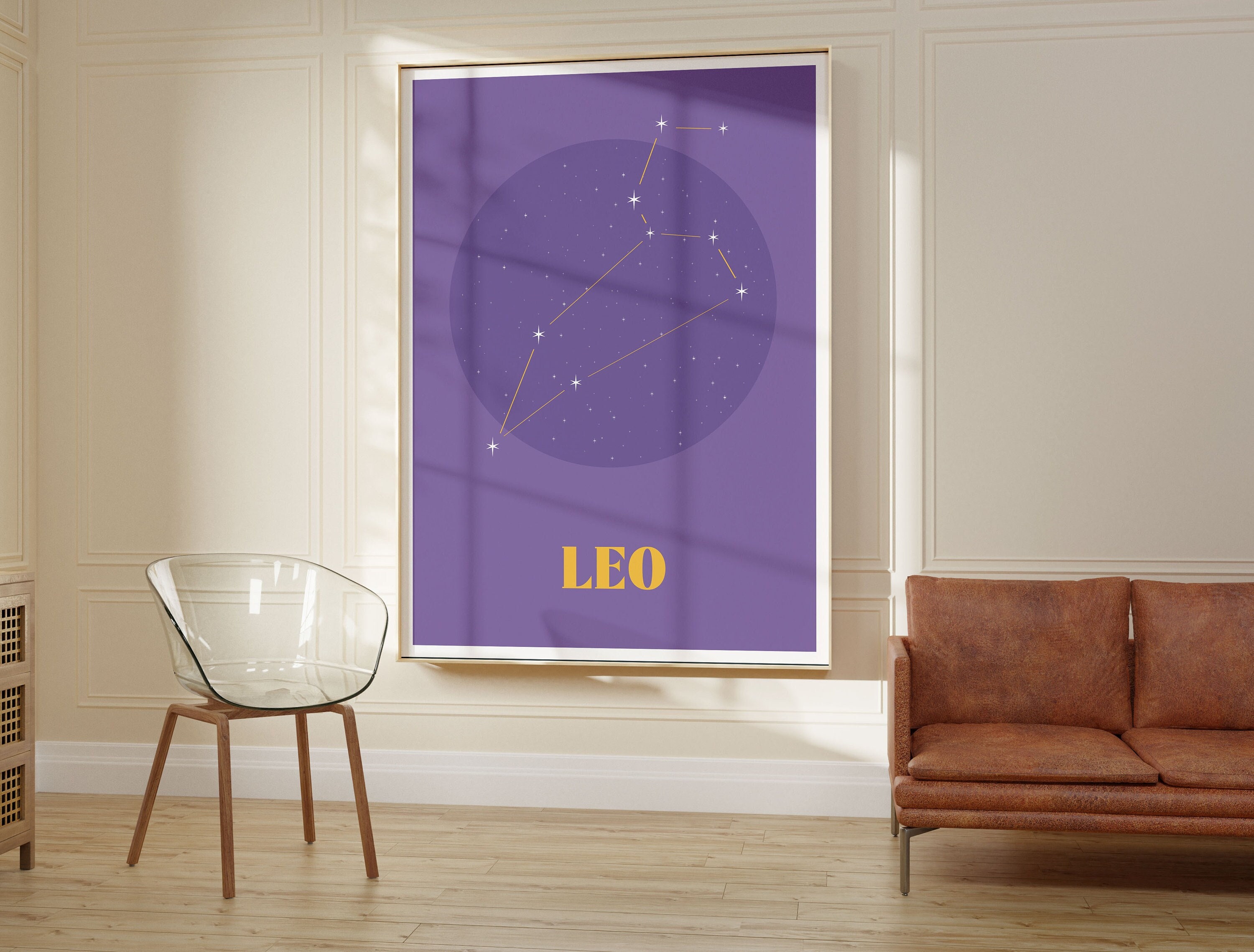 Leo, Zodiac Print Poster, Gold & Purple, Zodiac Colors, Zodiac Sign ...