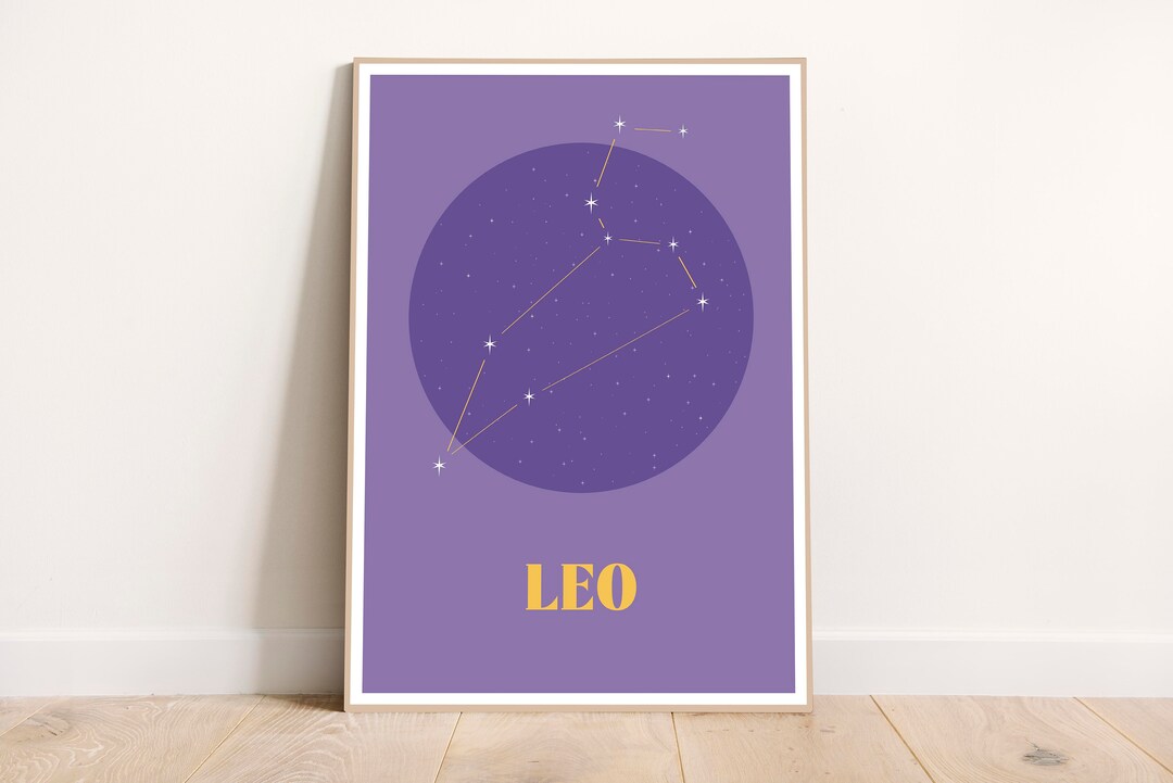 Leo, Zodiac Print Poster, Gold & Purple, Zodiac Colors, Zodiac Sign ...